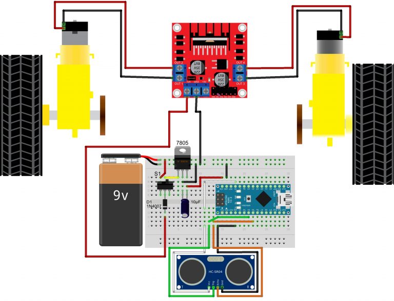 Robô Autônomo Básico com Arduino Nano e Sensor Ultrassônico